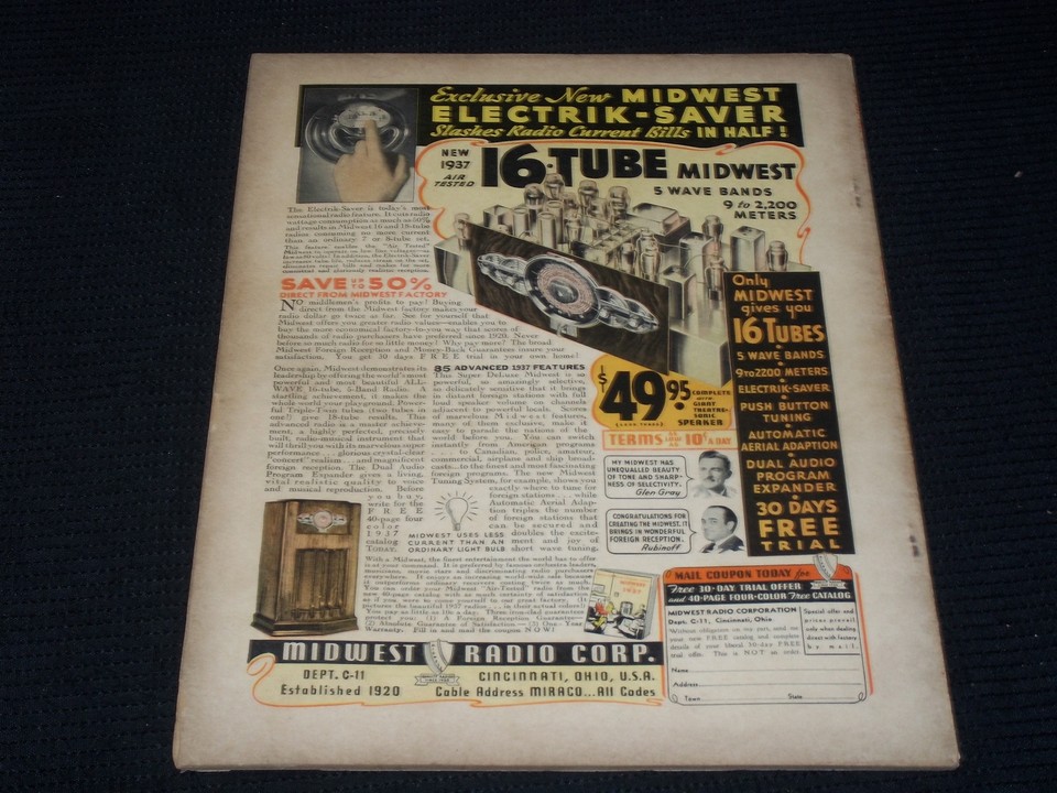 1936 SEPTEMBER RADIO NEWS & SHORT WAVE RADIO MAGAZINE - 10 METERS - E ...