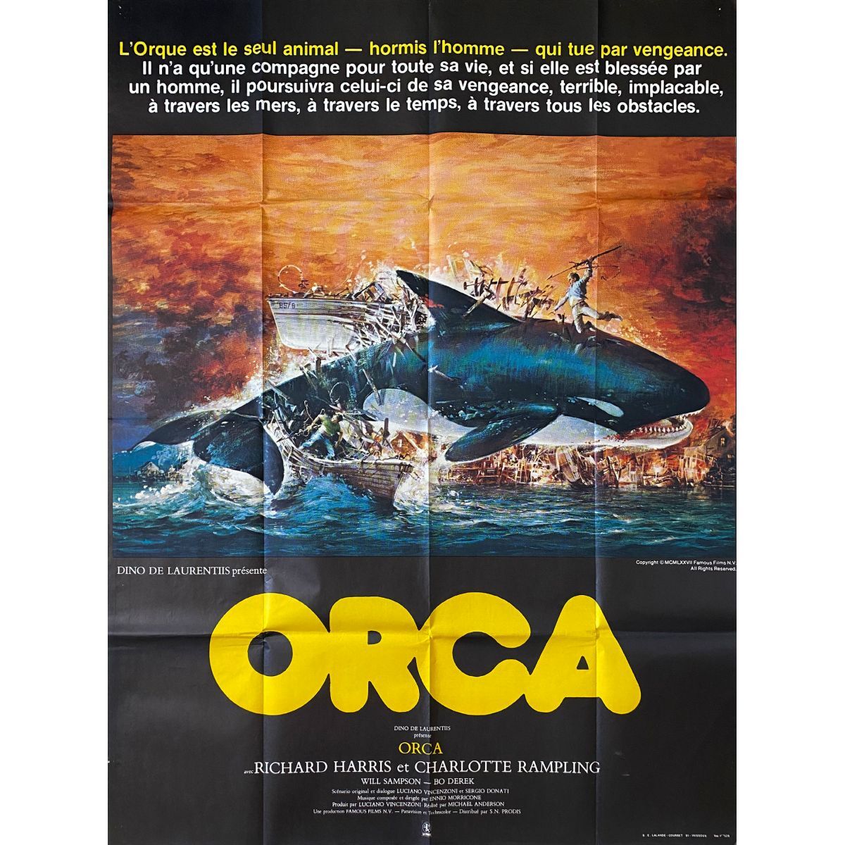 ORCA Movie Poster - 47x63 in. - 1977 - Michael Anderson, Richard Harris ...