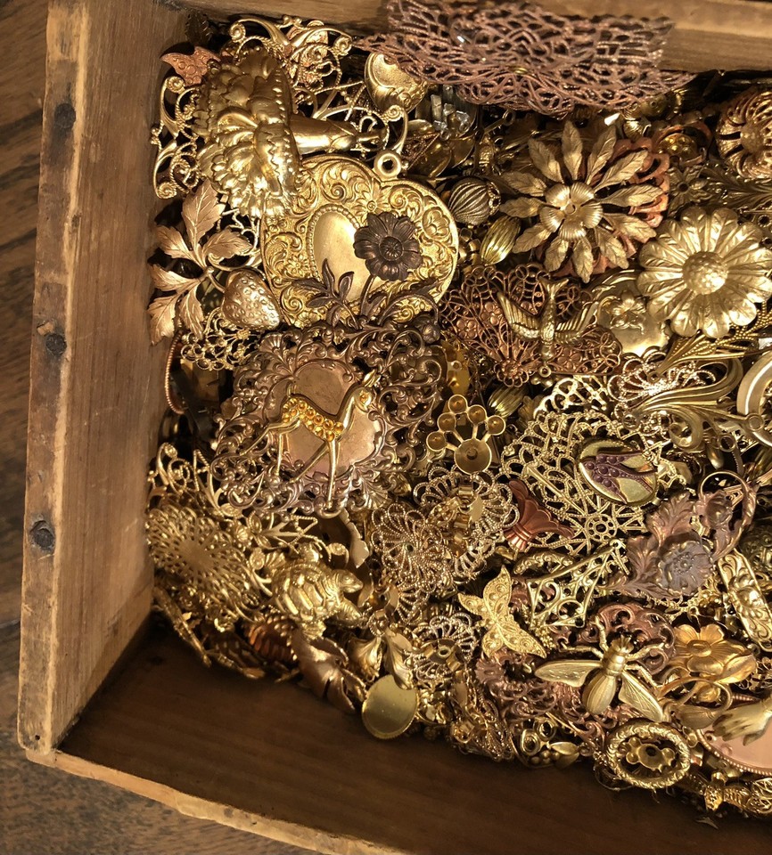 1 POUND LOT!! Vintage Miriam Haskell Jewelry Parts Brass Stampings ...