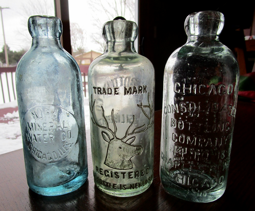 3) 1880s NORA MINERAL WATER Chicago ILLINOIS Hutch soda ILL. pop IL ...