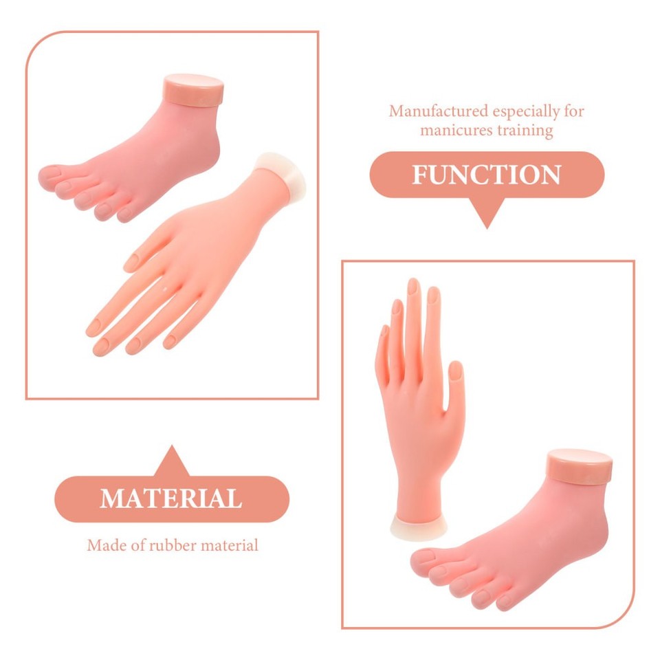 2 PCS Fake Foot for Nail Tech Artificial Hand Practice Model Manicure ...