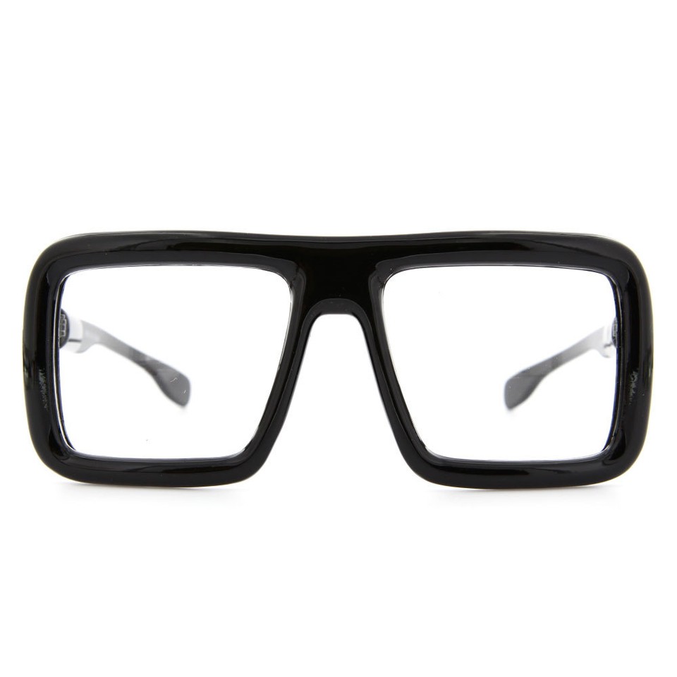 Large Thick Retro Nerd Bold Big Oversized Square Frame Clear Lens ...