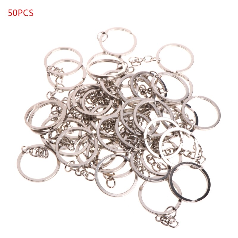 50 Pcs for Key Rings Anti-rust Stainless Steel for Key Chain with Chain ...