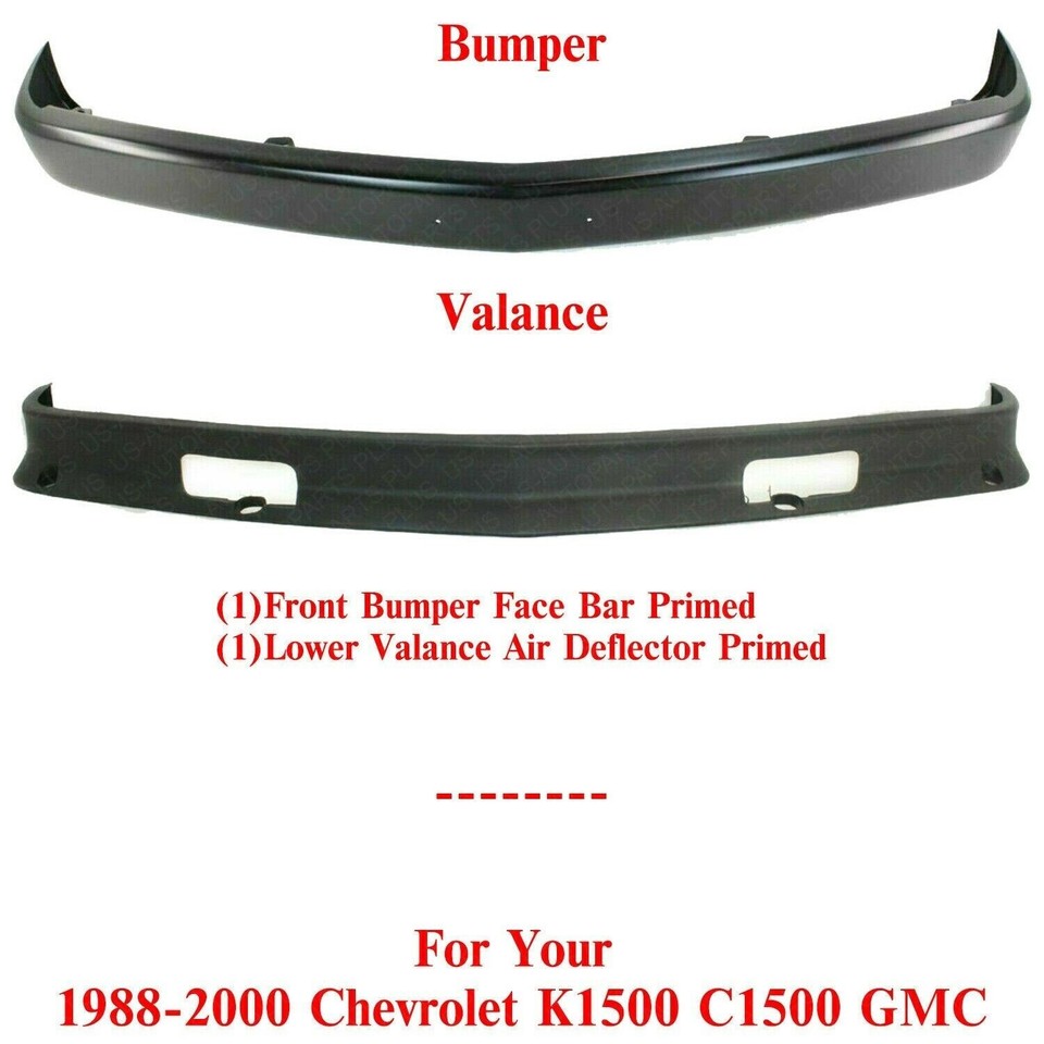 Front Bumper Primed & Lower Valance For 1988-2000 Chevrolet & GMC K1500 ...