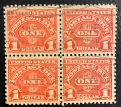 Stamps Rare block of 4 One Dollar Postage Due Stamps - SUPER RARE ...