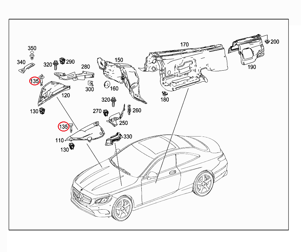 NEW GENUINE MERCEDES BENZ FRONT ENGINE COMPARTMENT CLIPING SCREW ...