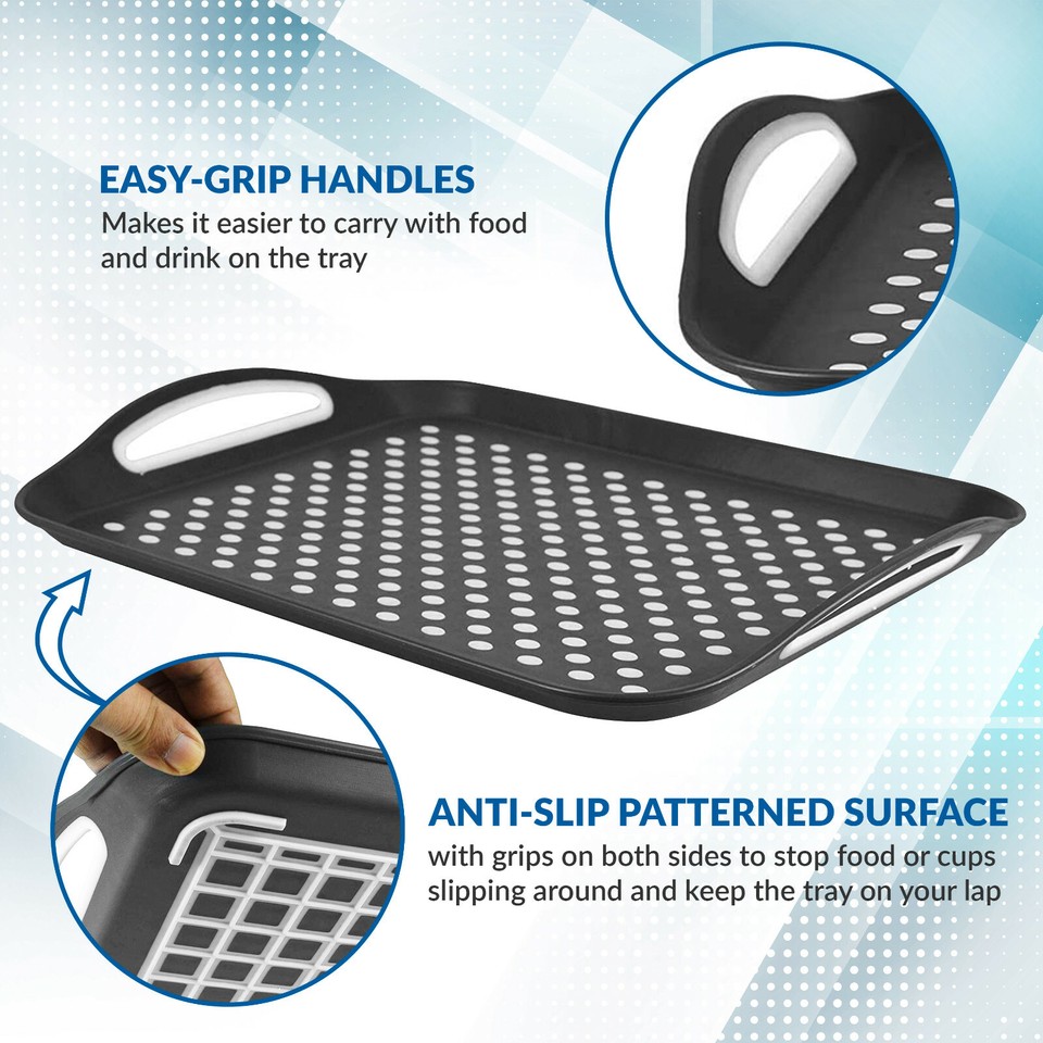 2x Serving Tray Plastic Rubber Grip Surface Non-Slip Pad Serve Food ...