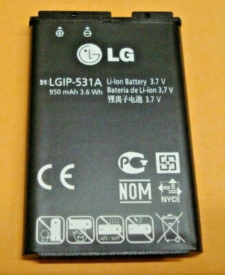🔋 GENUINE LG BATTERY 950mah LGIP-531A BATTERY for LG AN170 FLUID II ...