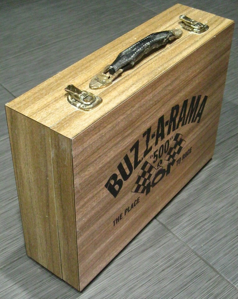 SLOT CAR Genuine BUZZ-A-RAMA 500 WOOD/FORMICA Pit Box CASE VINTAGE 1/24 ...
