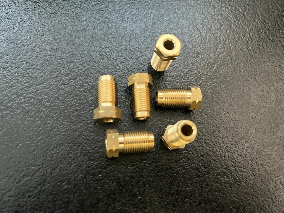 Brass Brake Pipe Fittings Unions M10 x 1mm Male Short 3/16" Pipe EMS ...