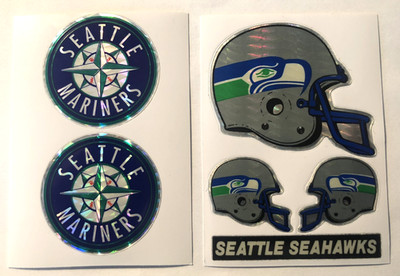 6 Vintage Seattle Mariners/Seahawks Logo Decal Stickers, Excellent ...