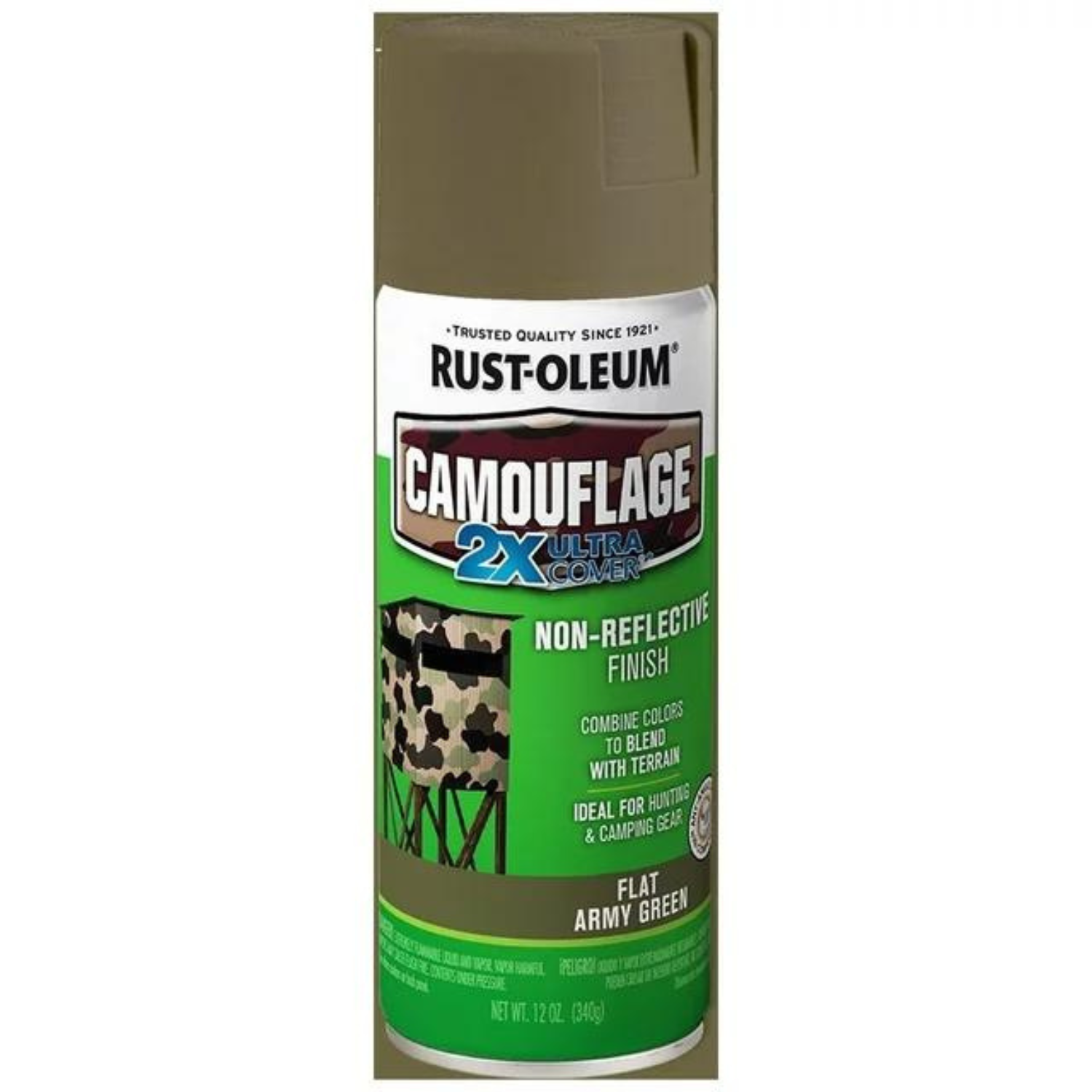 Army Green, Rust-Oleum Camouflage 2X Ultra Cover Spray Paint, 12 oz ...