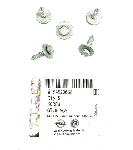 5X Original Opel Underbody Screws M4.8 X 16 Astra J, Insignia A ...