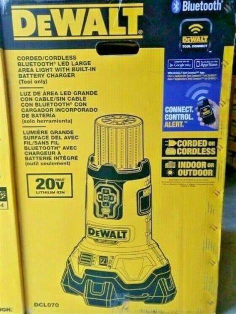 DEWALT DCL070 20V MAX Corded/Cordless Bluetooth LED Area Light for sale ...