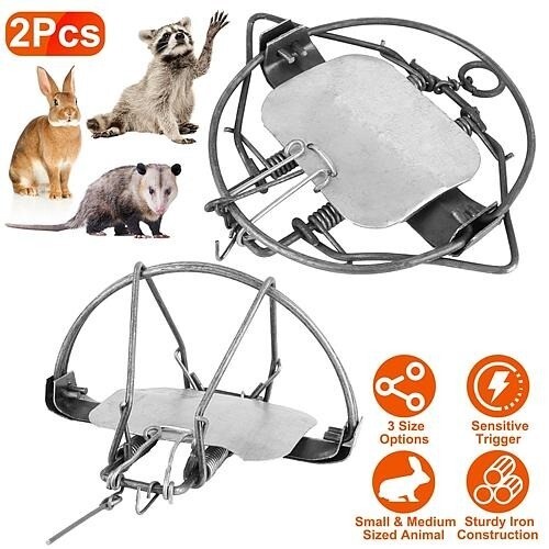 2Pcs Animal Spring Trap Sturdy Iron Animal Snap Trap 7In Powerful ...
