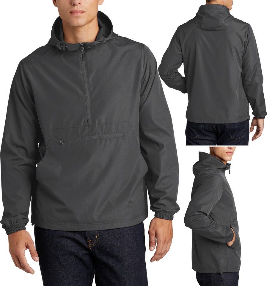 Mens Weather Fighting Packable Hooded Anorak Wind Jacket Pullover XS ...