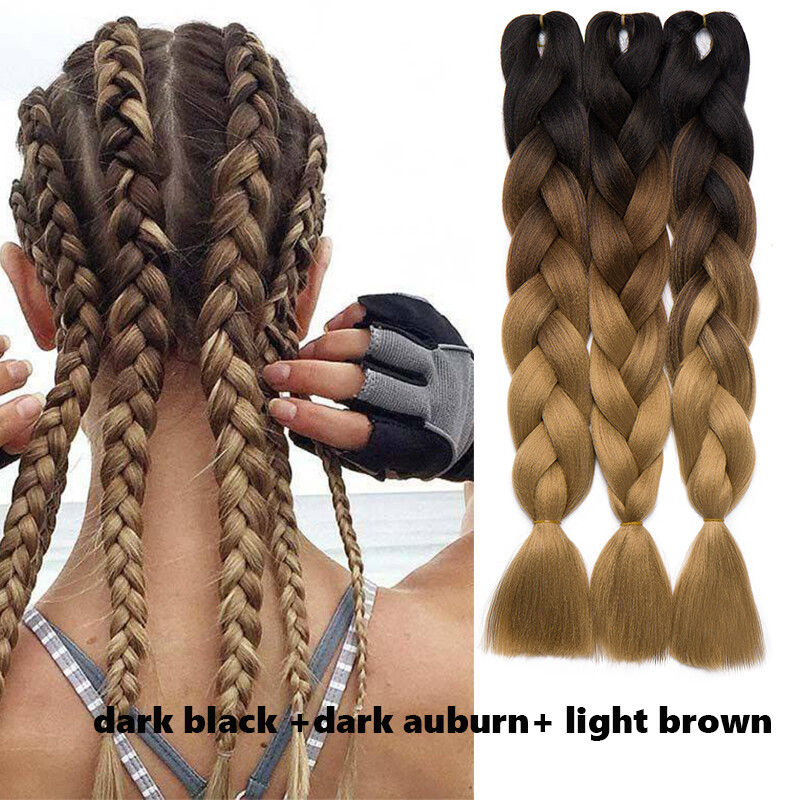 Any Color 24" Braiding Ombre Rainbow 100g Jumbo Braids Hair Extensions ...