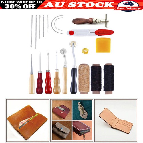 14Pcs/Set Leather Craft Hand Stitching Sewing Tool Thread Awl Waxed ...