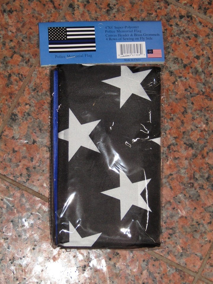 (Wholesale Lot 2) 4x6 Police Thin Blue Line Memorial USA American Flag ...