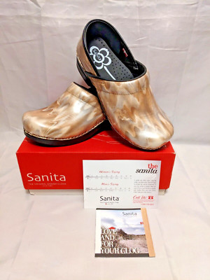 NEW Sanita Womens Danish Nurse Clogs Slip-On Marble Pattern Patent EU ...