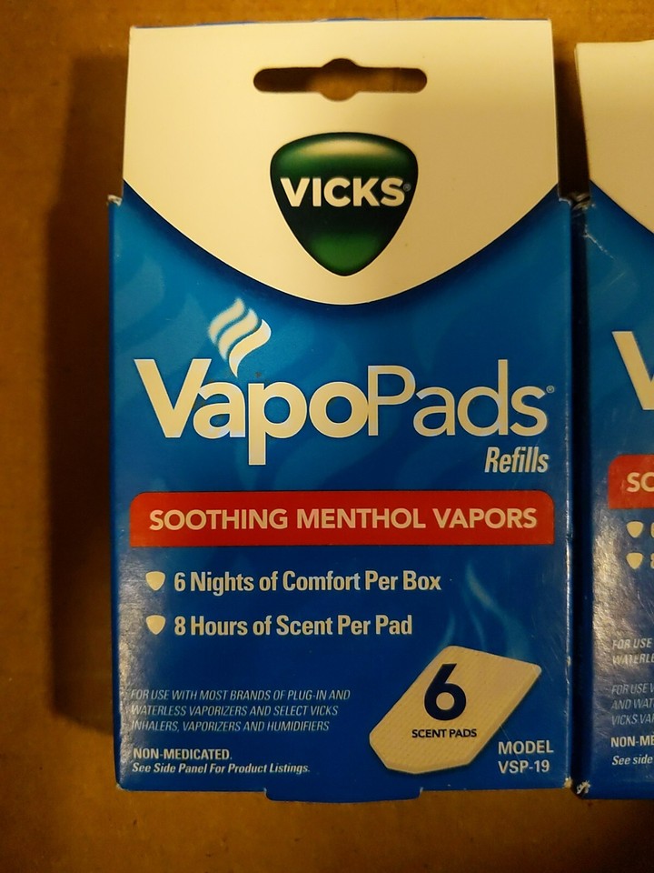 2 Boxes Vicks VapoPads 12 total Soothing Menthol Vapor Refill Scent ...