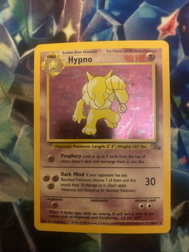 Pokémon Card TCG Hypno Fossil 8/62 Unlimited Holo Rare WOTC Wizard Near ...
