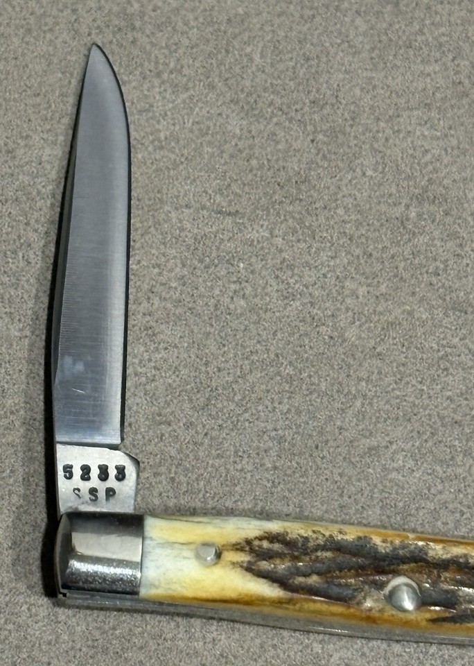 1977 CASE XX 5233 PEN KNIFE PREMIUM STAG “BLUE SCROLL “ 3 DOT - NICE | eBay