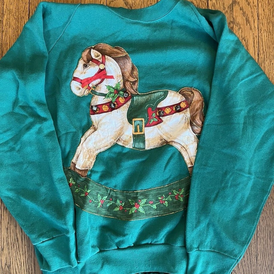 Vintage Horse Sweatshirt Christmas Indie Boho Kidcore | eBay