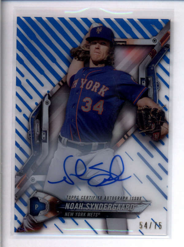 NOAH SYNDERGAARD 2018 TOPPS HIGH TEK BLUE AUTOGRAPH AUTO #54/75 AJ9473 ...