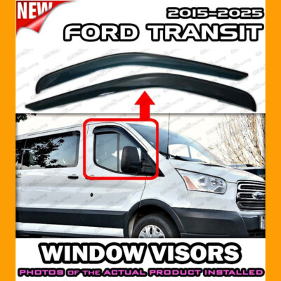 WINDOW VISORS for 2015 → 2025 Ford Transit / DEFLECTOR RAIN GUARD VENT ...
