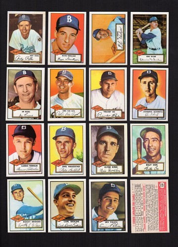 1952 BROOKLYN DODGERS Topps Official Baseball REPRINT Team Set~ALL 32 ...