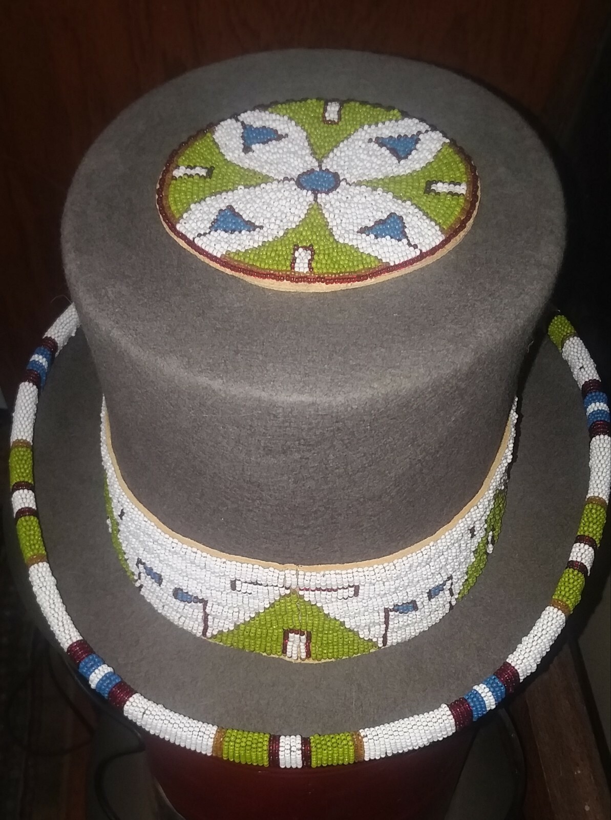 Native American Style Beaded Felt Top Hat | eBay