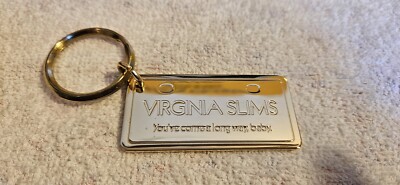 VIRGINIA SLIMS VTG LICENSE PLATE SOLID BRASS MADE IN USA KEYCHAIN ...