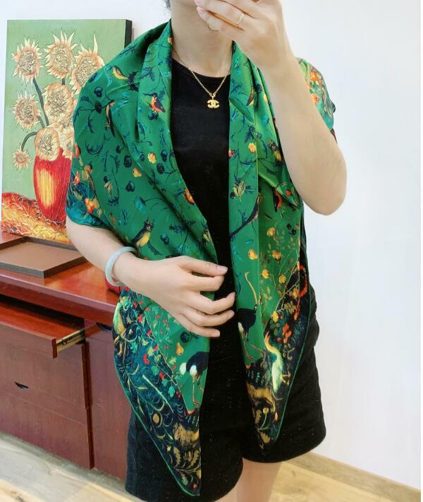 Women 41"Square 100% Mulberry Silk Scarf Vintage Shawl Print Hand ...