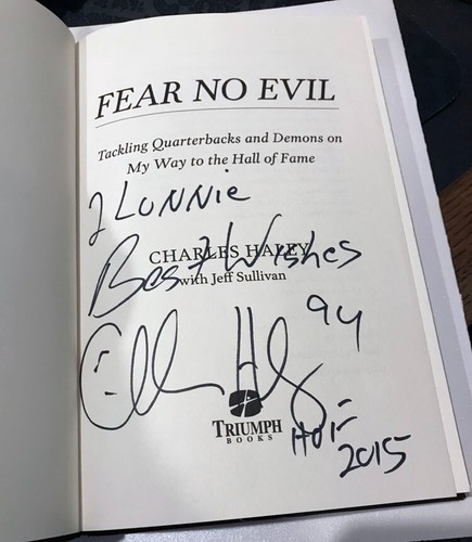 SIGNED Charles Haley, Fear No Evil , NFL HOF 2015 #94 FIVE Super Bowl ...