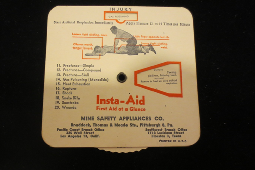 First Aid Chart Vintage-Mine Safety Appliances Co.-"Insta-Aid ...