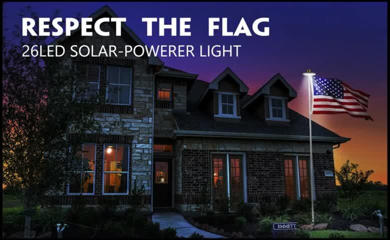 Solar Powered Flag Pole Light 26 LED Auto Active Super Bright Outdoor ...