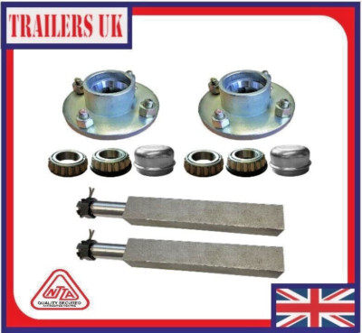 Trailer Axle Set 2 x Taper Hubs 4 inch PCD Mini Hub 2 x Square Stub ...