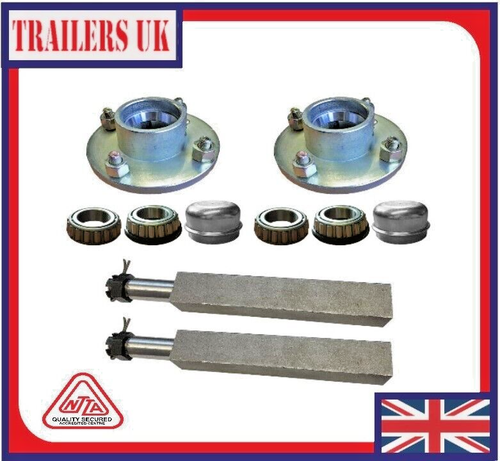 Trailer Axle Set 2 x Taper Hubs 4 inch PCD Mini Hub 2 x Square Stub ...