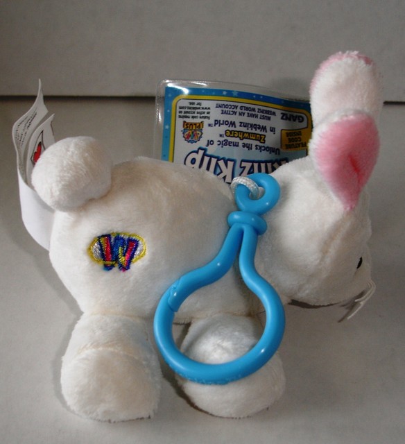 Webkinz Kinz Klip White Bunny Rabbit Code GANZ Plush Backpack Clip for ...