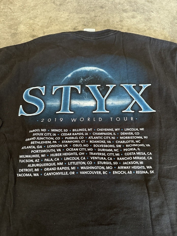 STYX 2019 World Tour T Shirt Size L Rock Band Concert tour Rock music ...