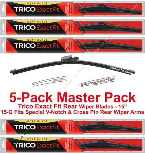 5-Pack Trico 15-G (x5) 15" Rear Wiper Blades Fit V-Notch / Cross Pin ...