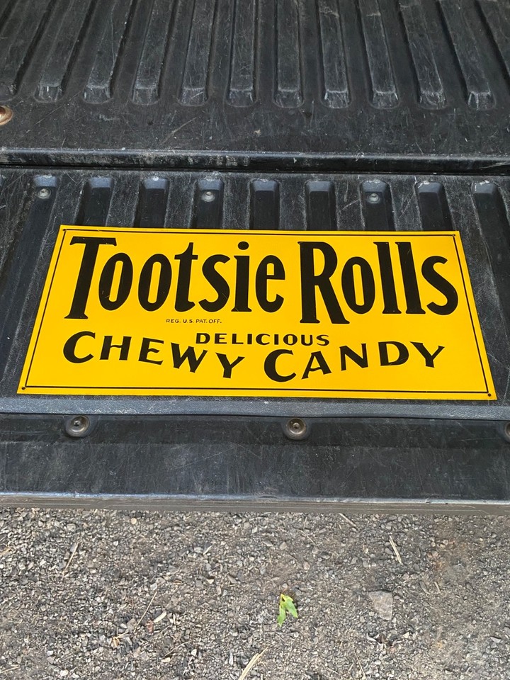 Vintage Metal TOOTSIE ROLLS CHEWY CANDY METAL TIN SIGN 20" x 9" | eBay