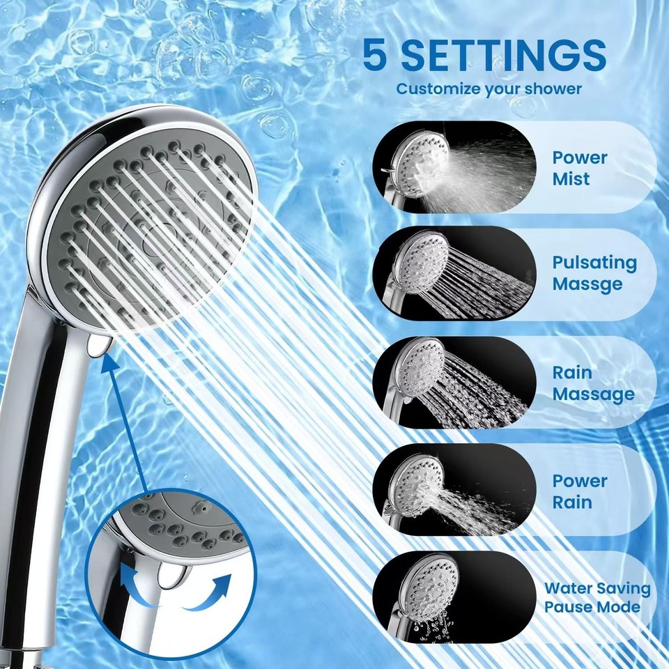 Shower Head, 5 Function High Pressure Handheld ShowerHead with Shower Hose an... | eBay