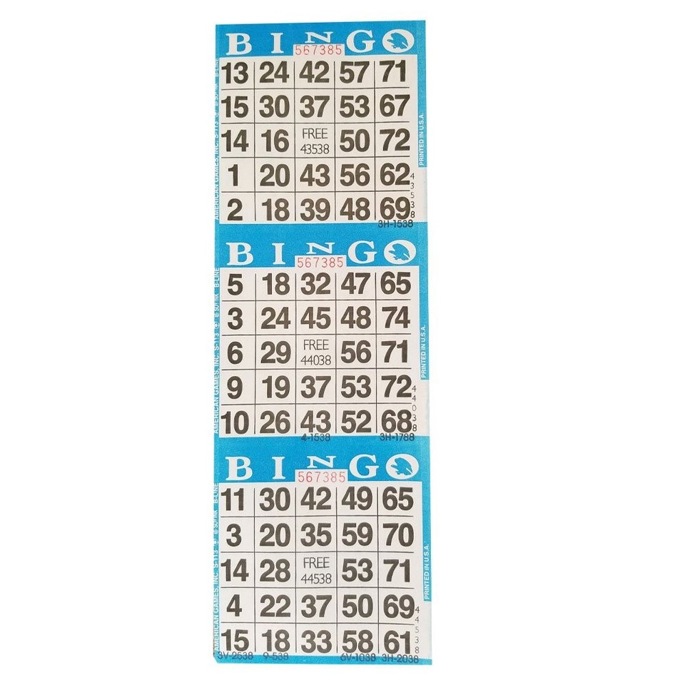 Bingo Paper Game Cards – 3 Card – 10 Bingo Sheets – 100 Books – 10 ...