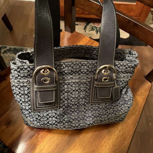 Coach Navy Blue Buckle Top Handles Satchel Shoulder Bag - Vintage | eBay