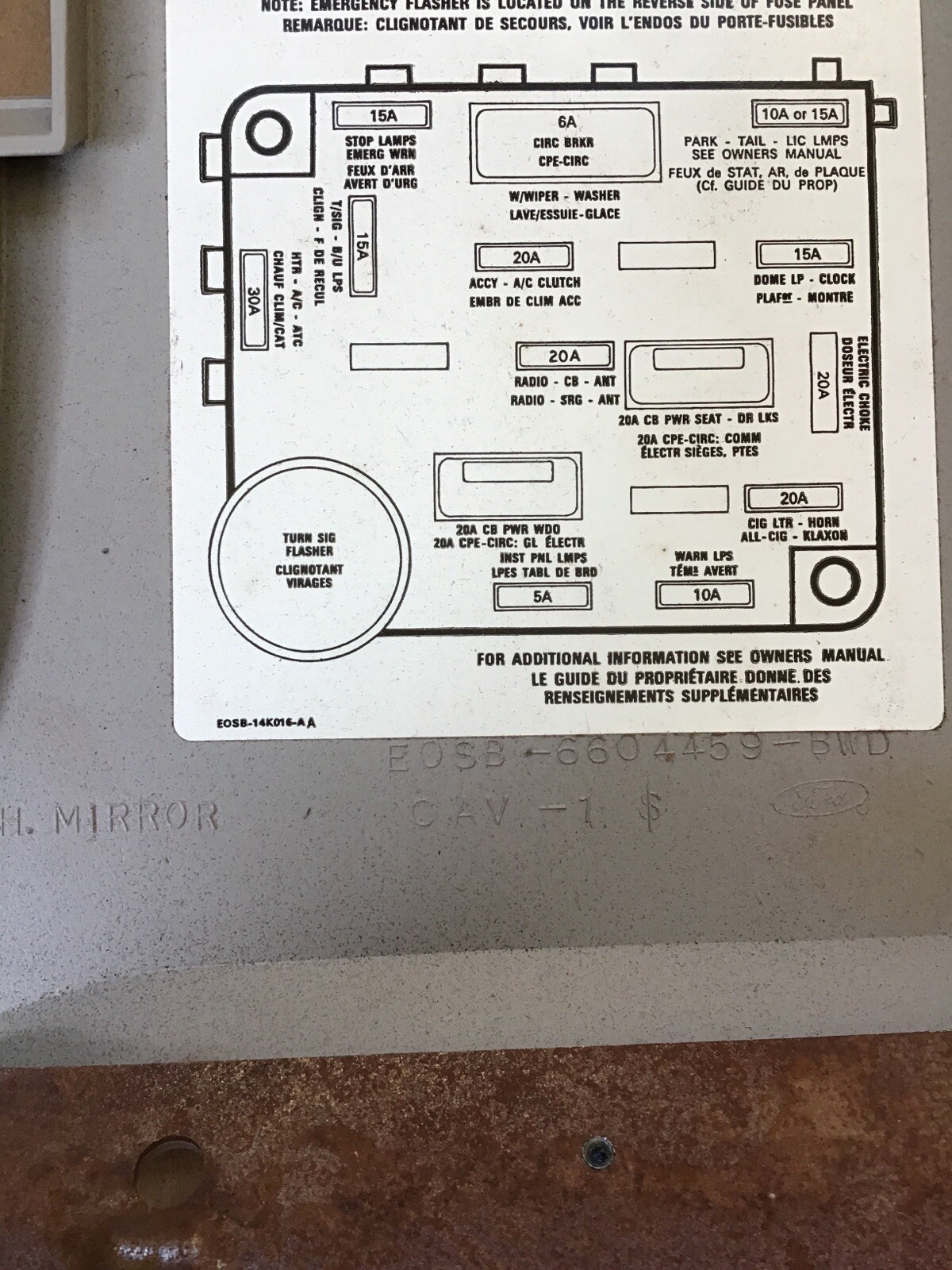 NOS 1980 82 FORD THUNDERBIRD FUSE BOX COVER ASSEMBLY FORD # E0SZ ...