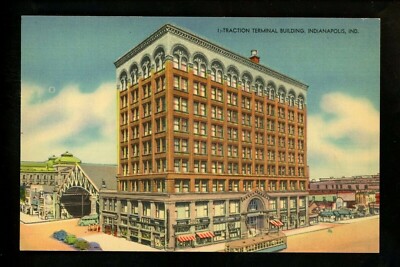 Indiana IN postcard Indianapolis, Traction Terminal Building trolley ...