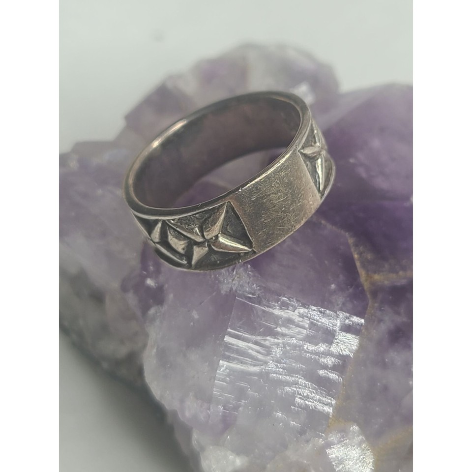 New Sterling Silver 925 Geometric Pattern Band Ring Size 7 4.5 g | eBay