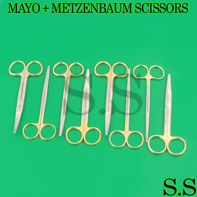 8 EA Surgical Operating Medical Mayo + METZENBAUM Scissors STR + CURVED ...